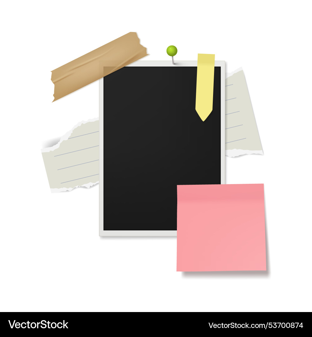 Tape and sticker photo polaroid frame collage Vector Image