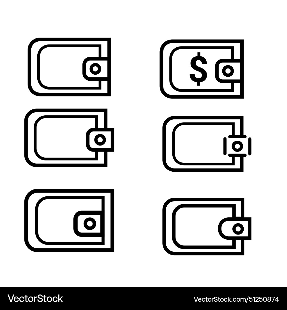 Wallet icon set Royalty Free Vector Image - VectorStock