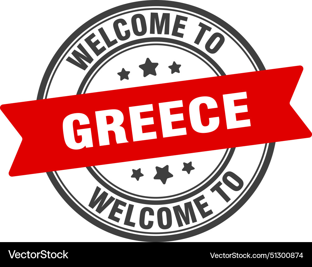 Welcome to greece stamp round sign Royalty Free Vector Image