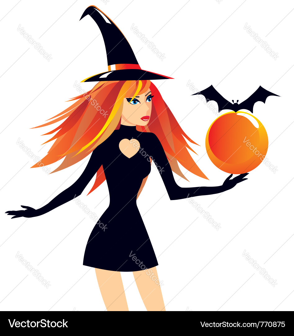 Beautiful witch Royalty Free Vector Image - VectorStock