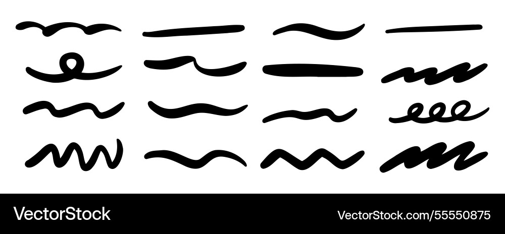 Brush scribble underline marker pen line Vector Image