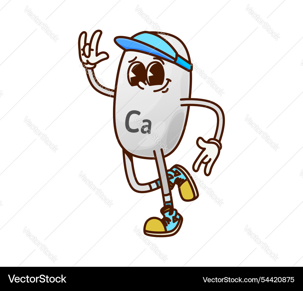 Cartoon groovy ca vitamin micronutrient character Vector Image