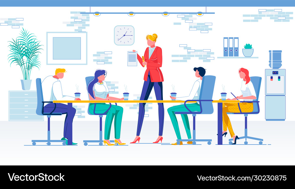 Conference room meeting flat Royalty Free Vector Image