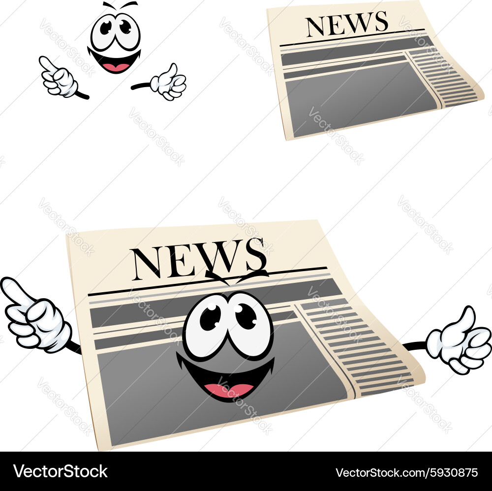 Lustiger Cartoon isolierte Zeitung Charakter Vektorbild