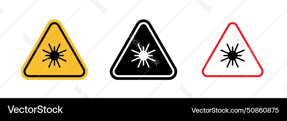 Laser warning icon set notice for areas with Vector Image