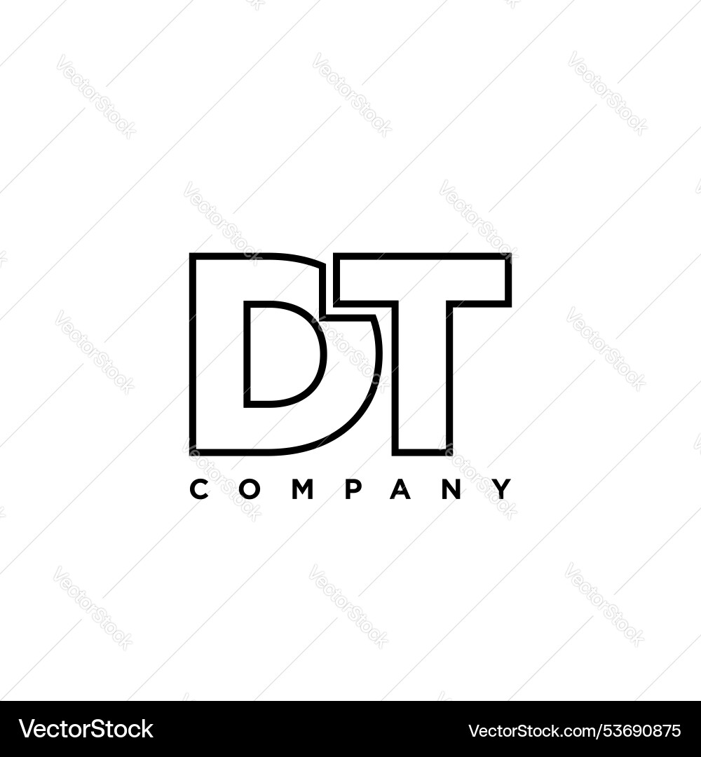 Letter d and t dt logo design template minimal Vector Image
