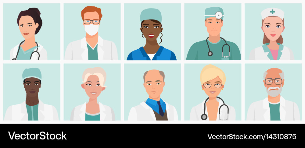 Medical Staff Avatars - Doctors & Nurses Vector Image