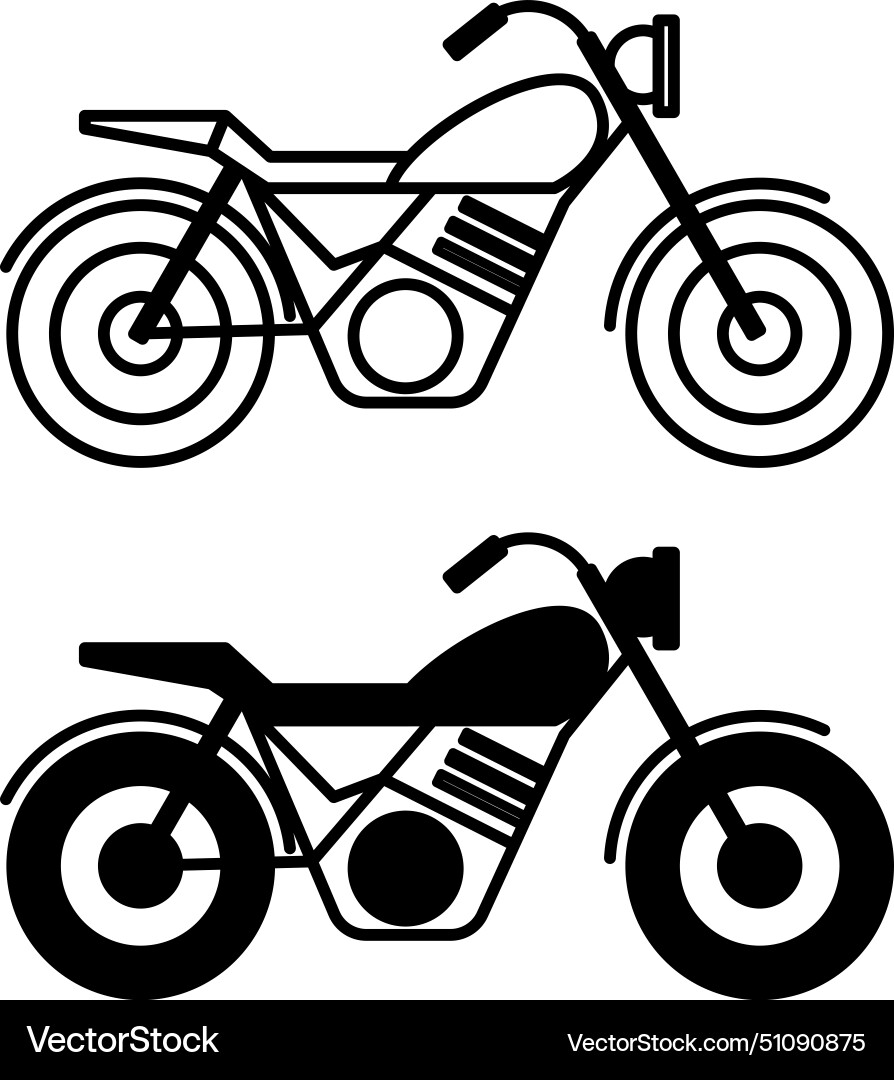 Motorcycle icons black and white Royalty Free Vector Image