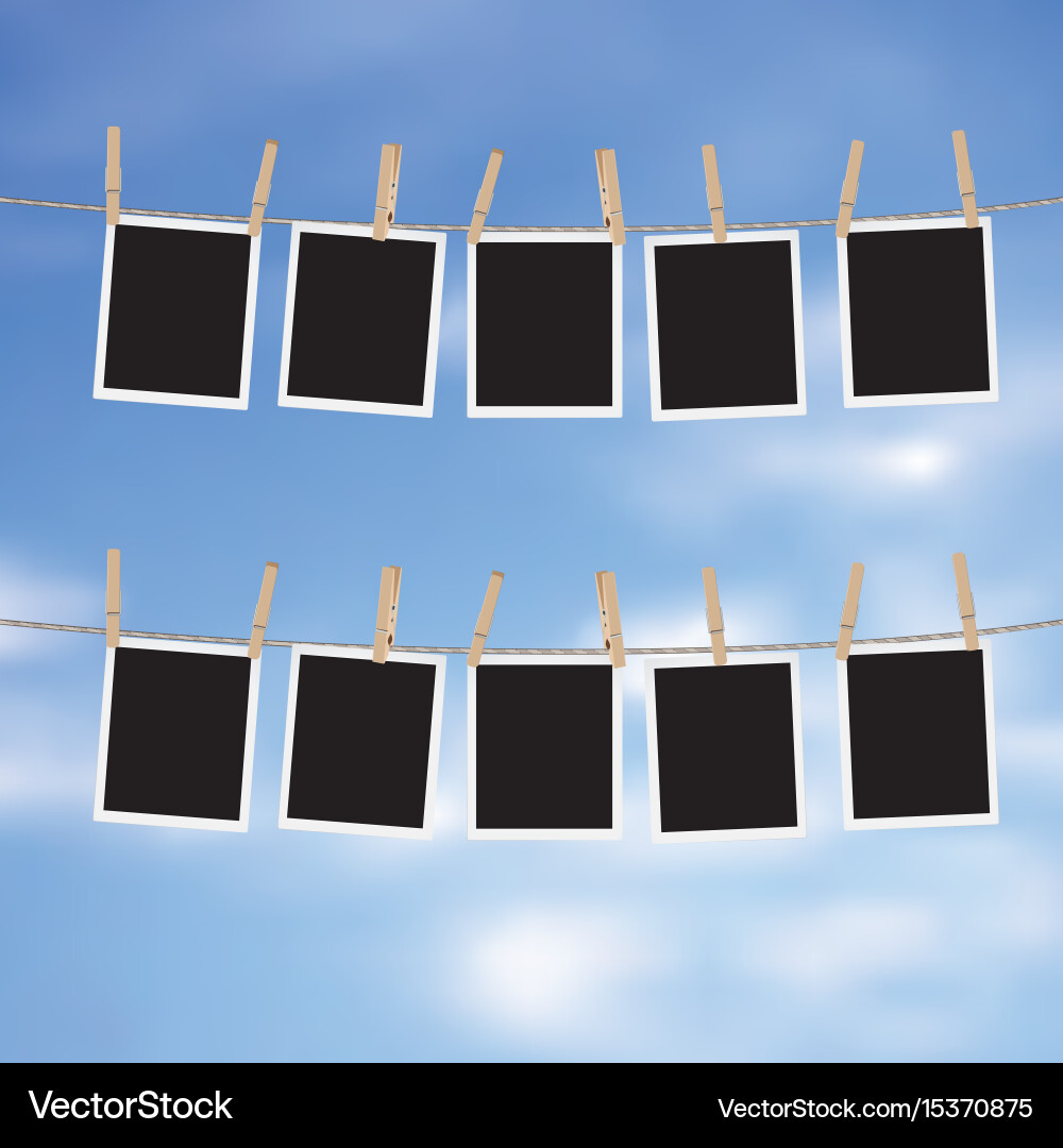Photo frames on rope Royalty Free Vector Image