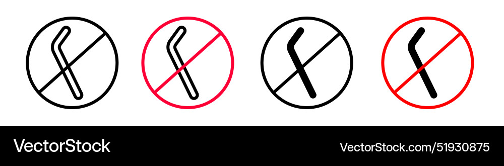 Plastic straw usage prohibition icon Royalty Free Vector