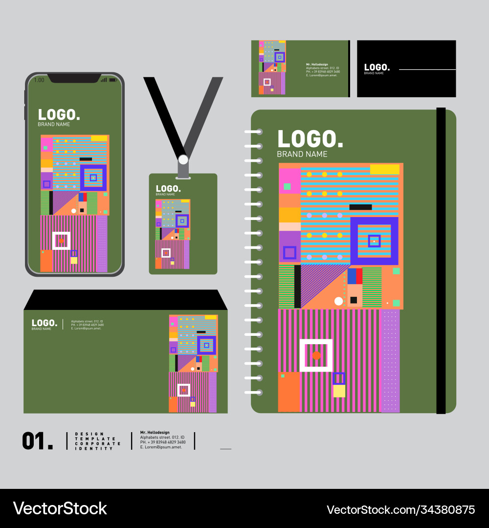 Stationery corporate brand identity mockup set Vector Image