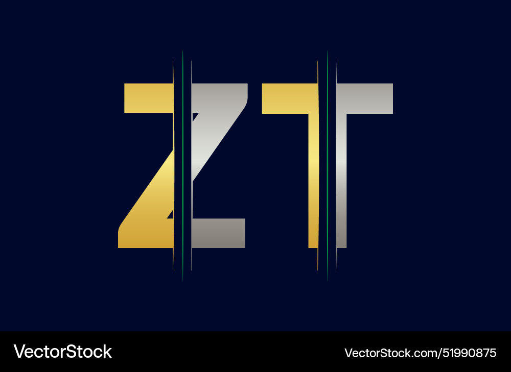 Unique zt letter logo icon template Royalty Free Vector