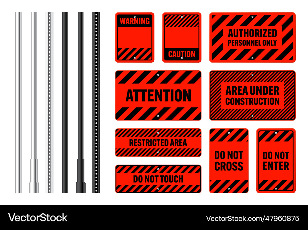 Warning danger signs attention banners Royalty Free Vector