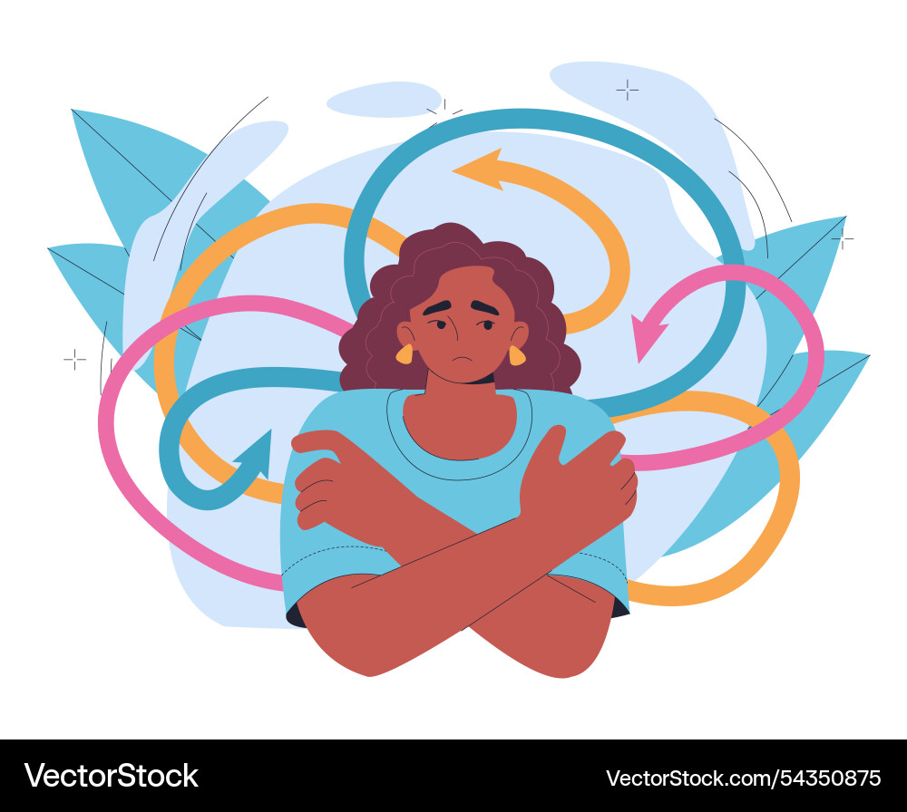 Woman makes choice metaphor of decision making Vector Image