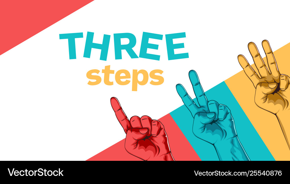 Banner with set counting one two three steps Vector Image