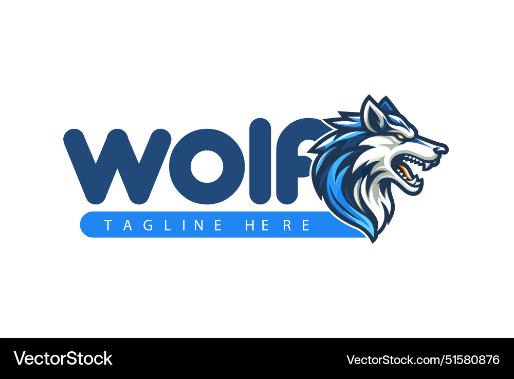 Blue angry wolf logo template Royalty Free Vector Image