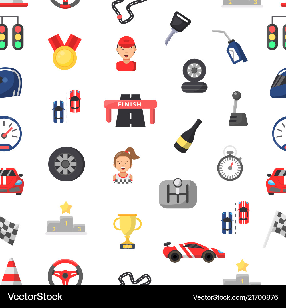 Car racing seamless pattern flat Royalty Free Vector Image