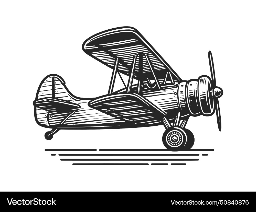 Classic biplane airplane Royalty Free Vector Image