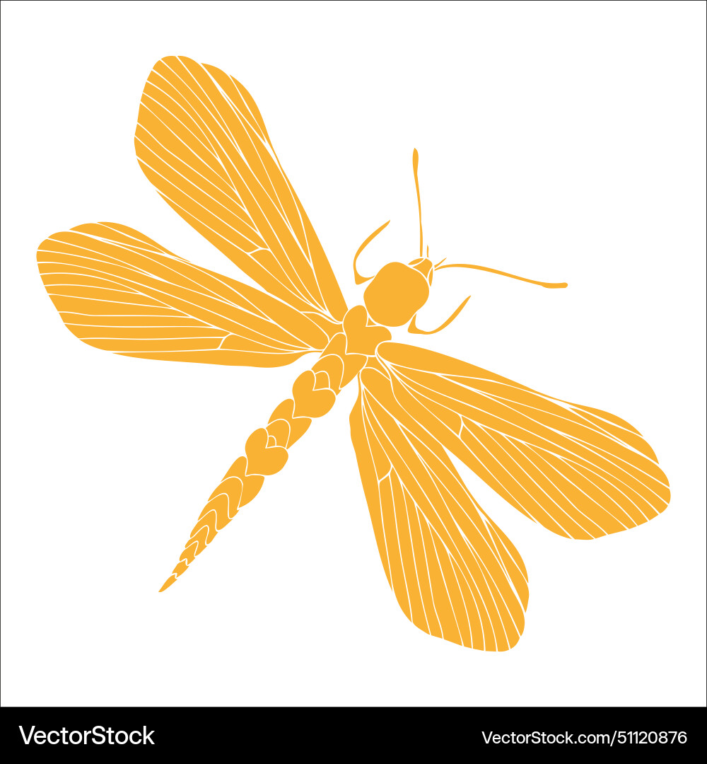 Dragonfly yellow silhouette art Royalty Free Vector Image