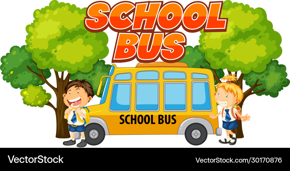 Font design for word school bus with kids Vector Image