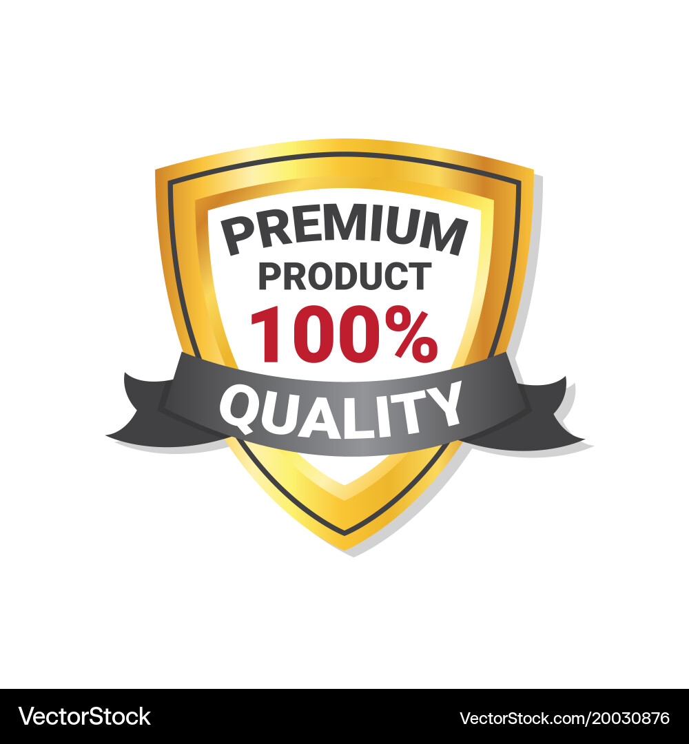 Premium quality product label golden shield Vector Image