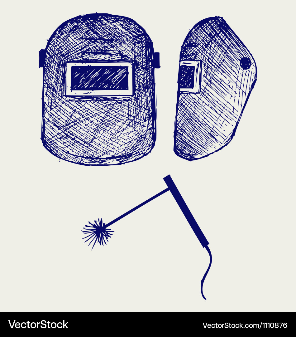 Protective welding mask helmet Royalty Free Vector Image