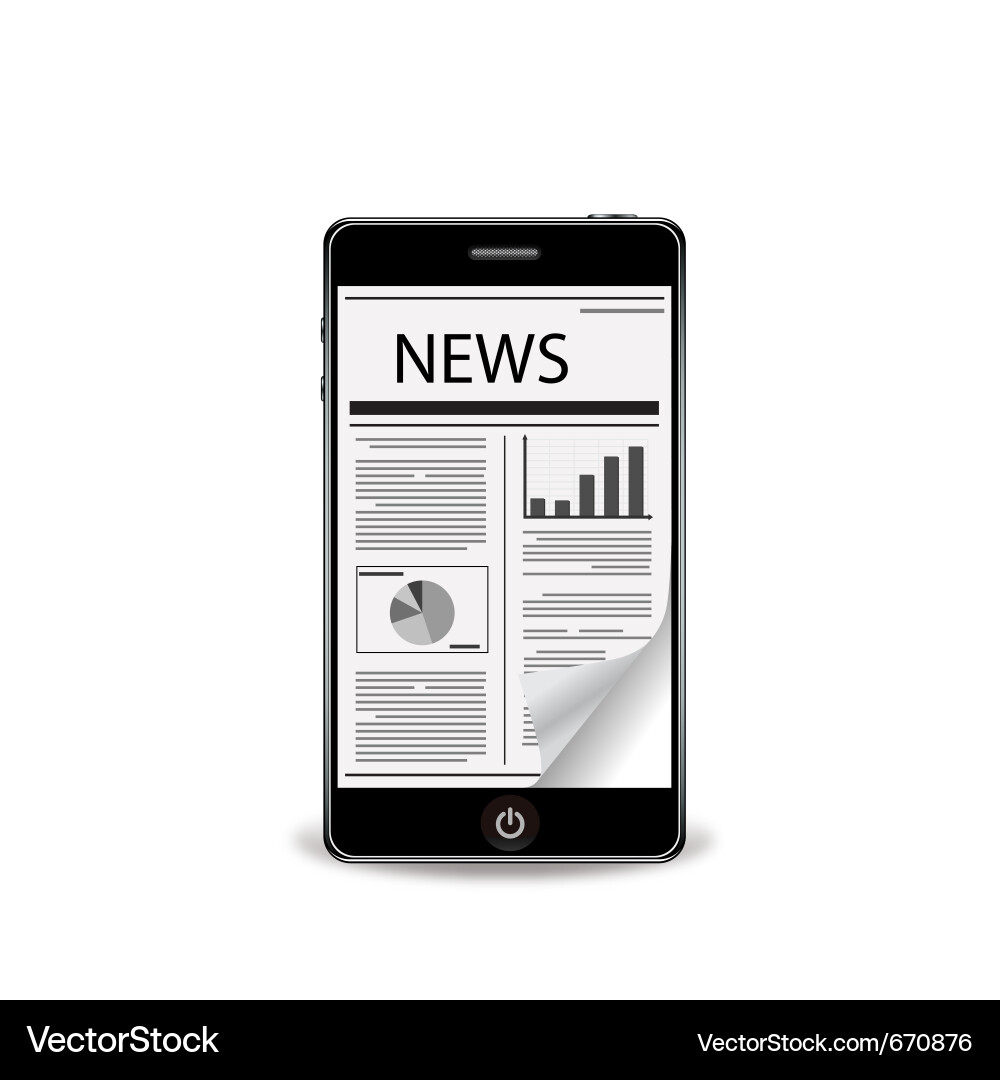 Reading newspaper with smart phone Royalty Free Vector Image