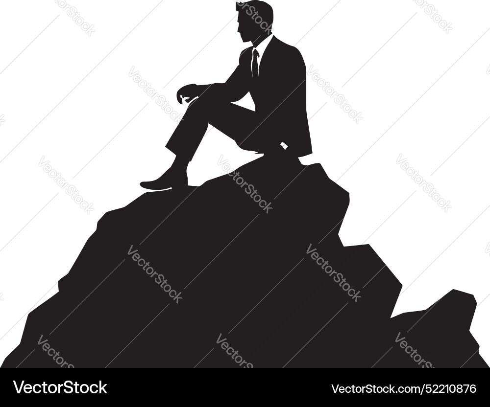 Summit serenade contemplative seated man Vector Image