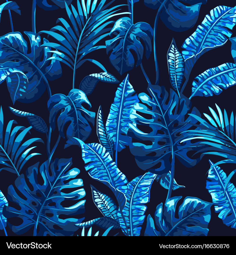 Tropical seamless pattern with palm leaves Vector Image