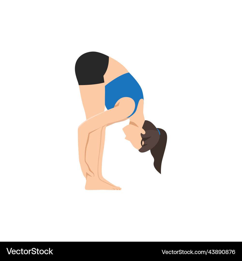Woman doing standing forward fold pose Royalty Free Vector