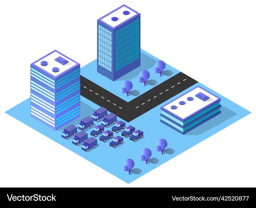 City urban area map isometric vehicles 3d Vector Image
