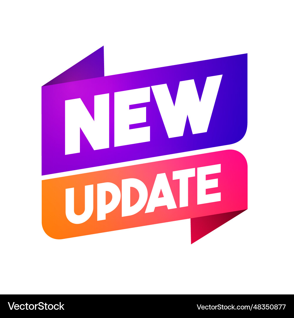 Colorful double speech bubble with text new update