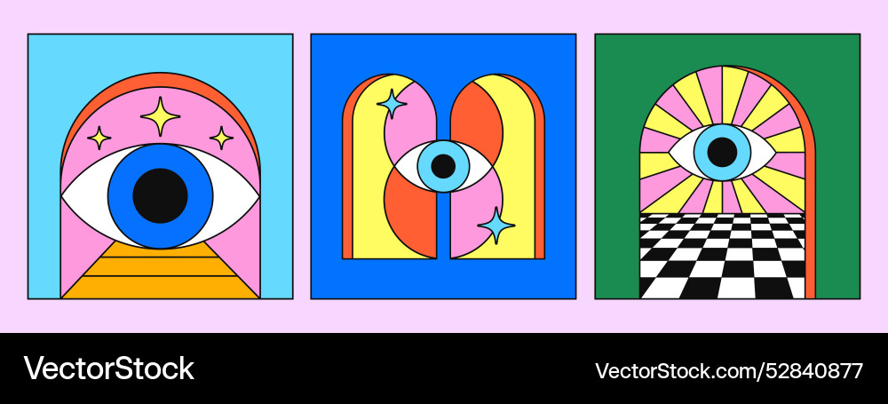 Cool groovy eye poster design trendy abstract Vector Image