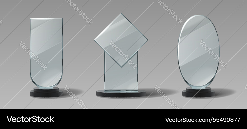 Glass trophy set with different shapes Royalty Free Vector