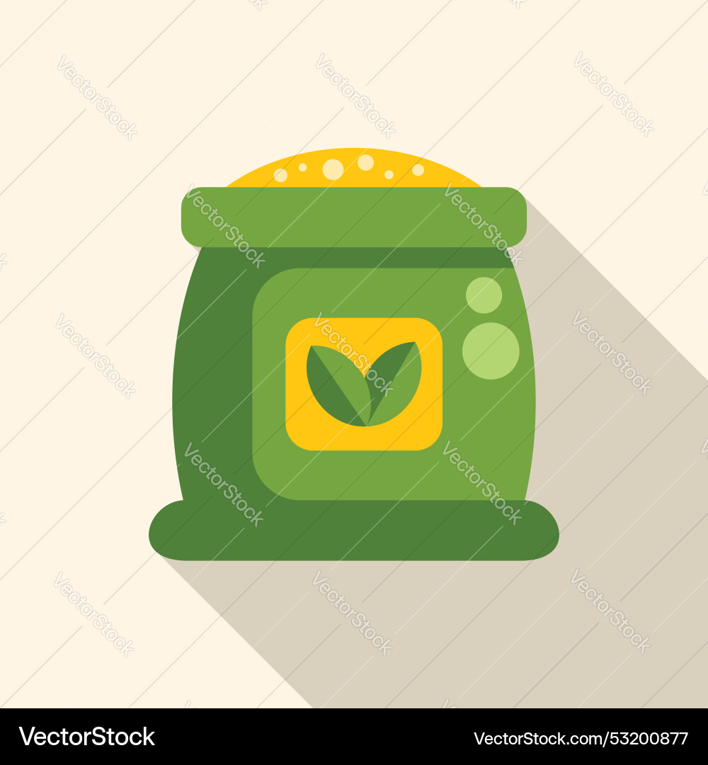 Green open sack with fertilizer for plants growing