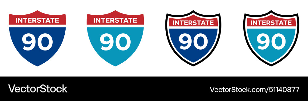Interstate 90 highway signs Royalty Free Vector Image