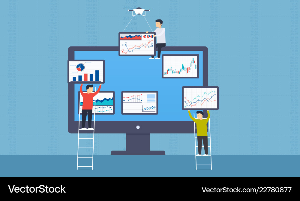 People put statistics and web analytics Royalty Free Vector