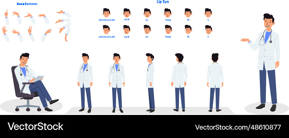 Psychiatrist character model sheet doctor psycho Vector Image