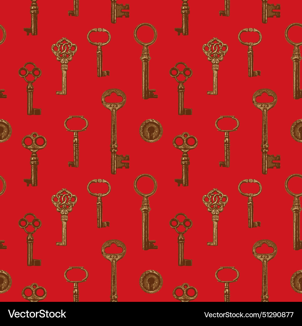Seamless pattern with old wintage gold keys Vector Image