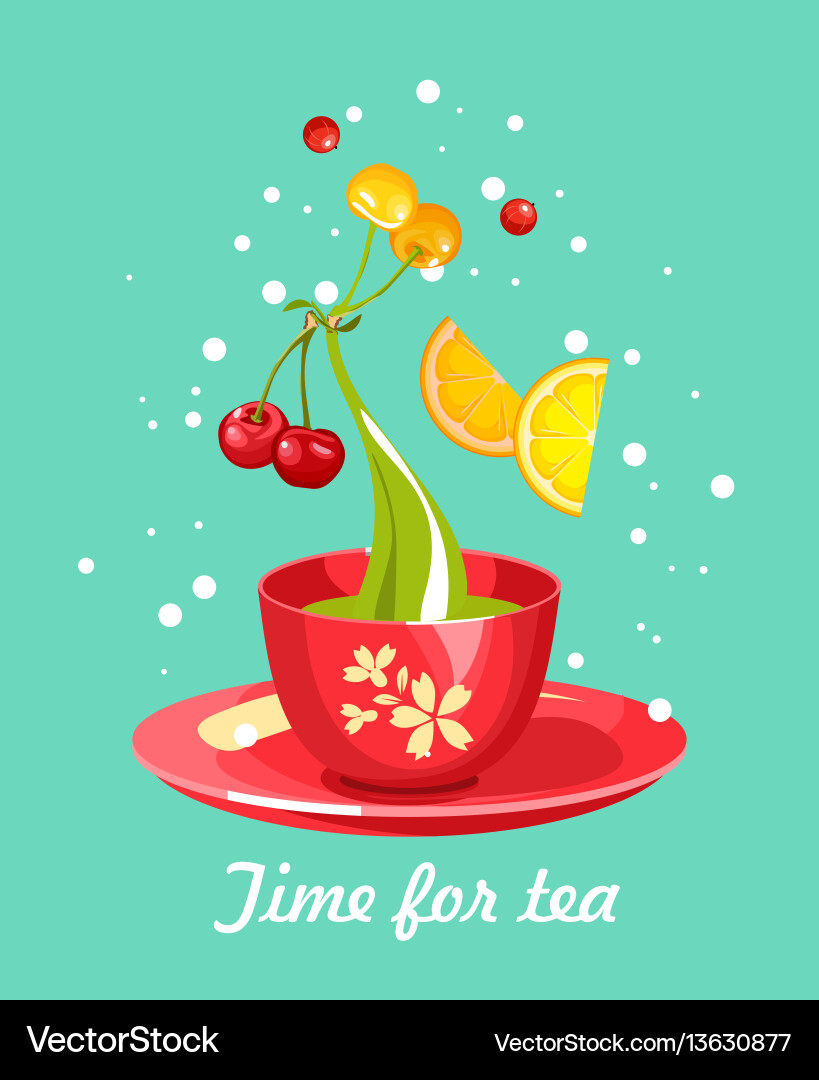 Tea time card Royalty Free Vector Image - VectorStock