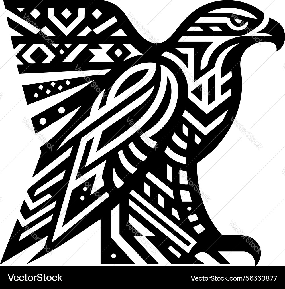 X-default hawk silhouette with geometric tribal Vector Image