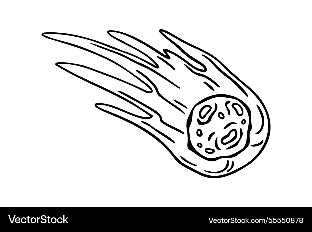 Asteroid or meteorite falling doodle hand drawn Vector Image