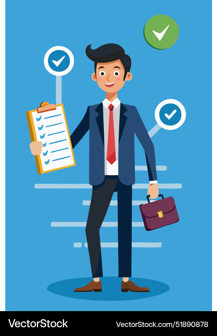 Businessman with checklist task completion icon Vector Image
