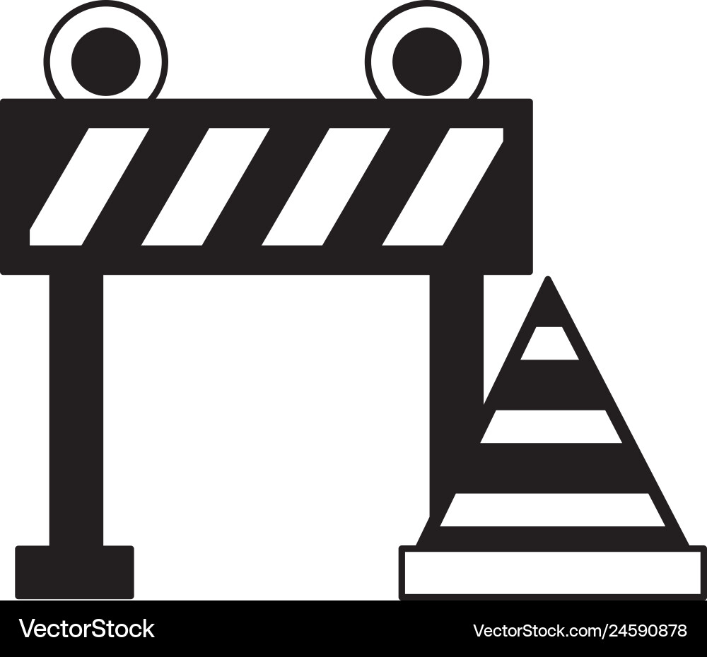 Construction barrier and cone tools Royalty Free Vector