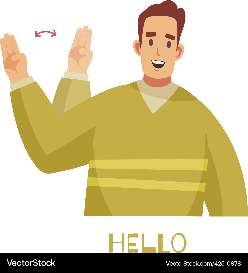 Deaf phrase hello composition Royalty Free Vector Image