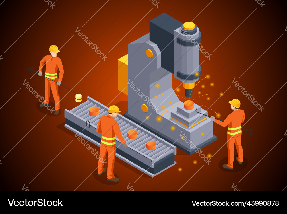 Steel making automated equipment isometric Vector Image