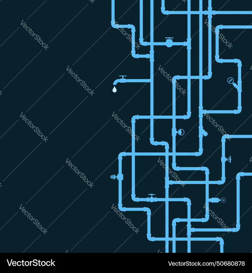Water pipe system with valves Royalty Free Vector Image