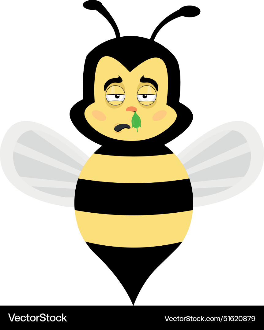 Bee cartoon cold mucus Royalty Free Vector Image