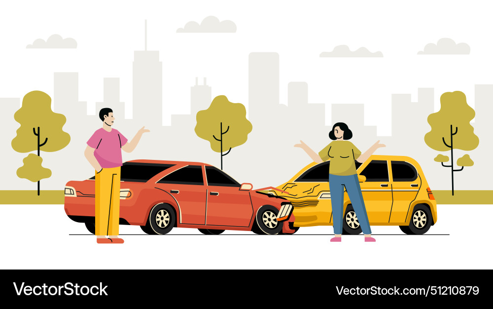 Car accident on road concept collision vehicles Vector Image