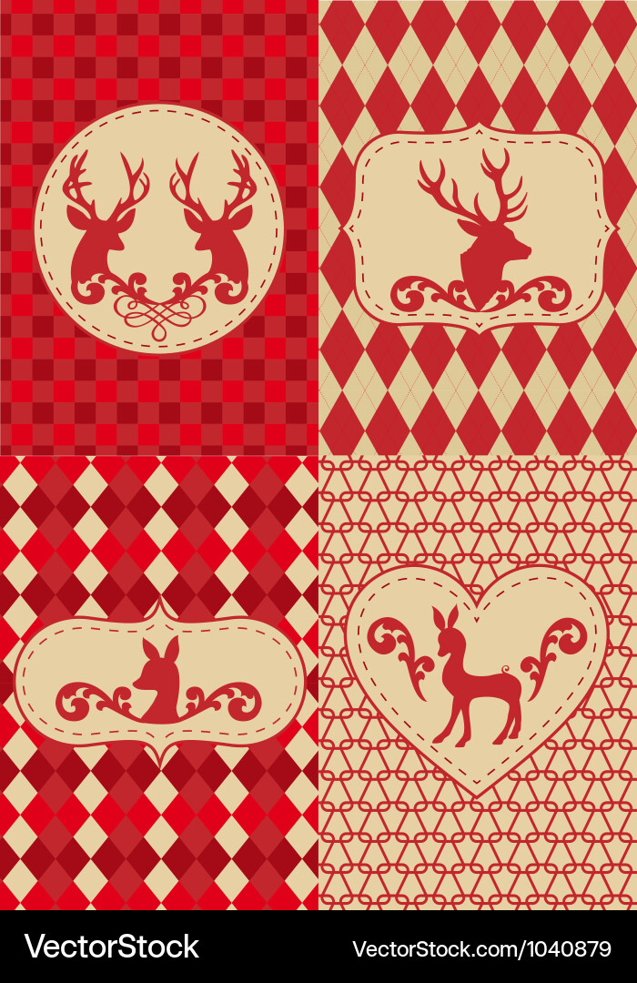 Christmas Deer Patterns Royalty Free Vector Image